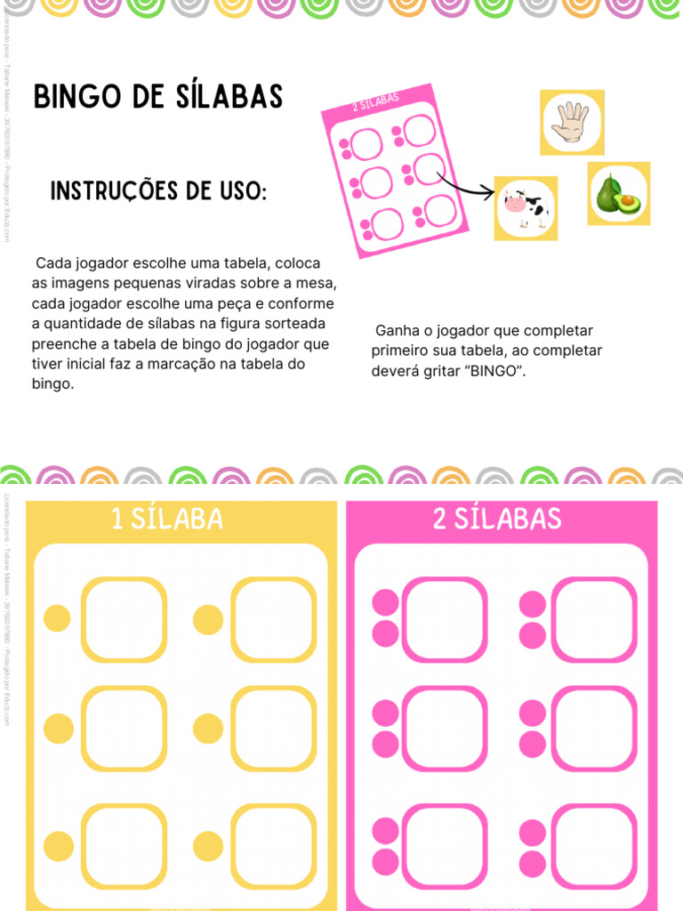 Bingo de Sílabas | PDF
