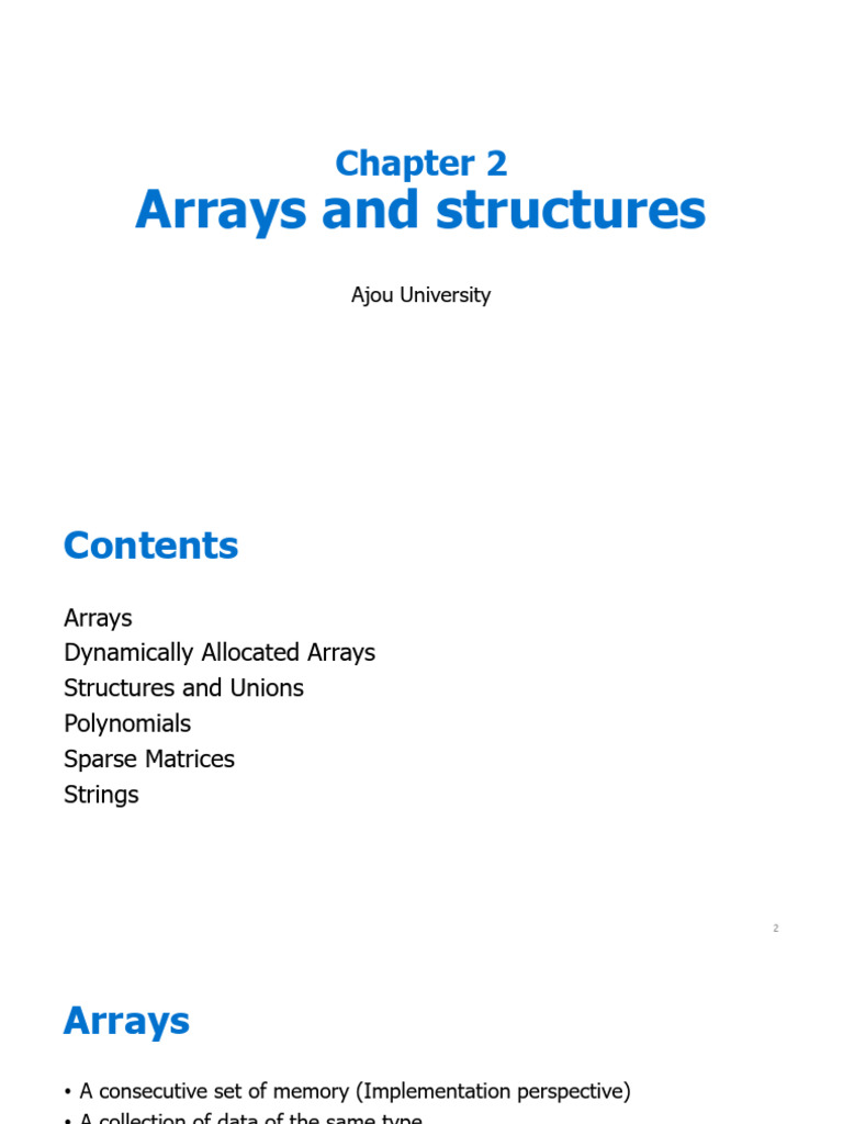 Ch2 Arrays and Structures | PDF | Matrix (Mathematics) | Integer ...
