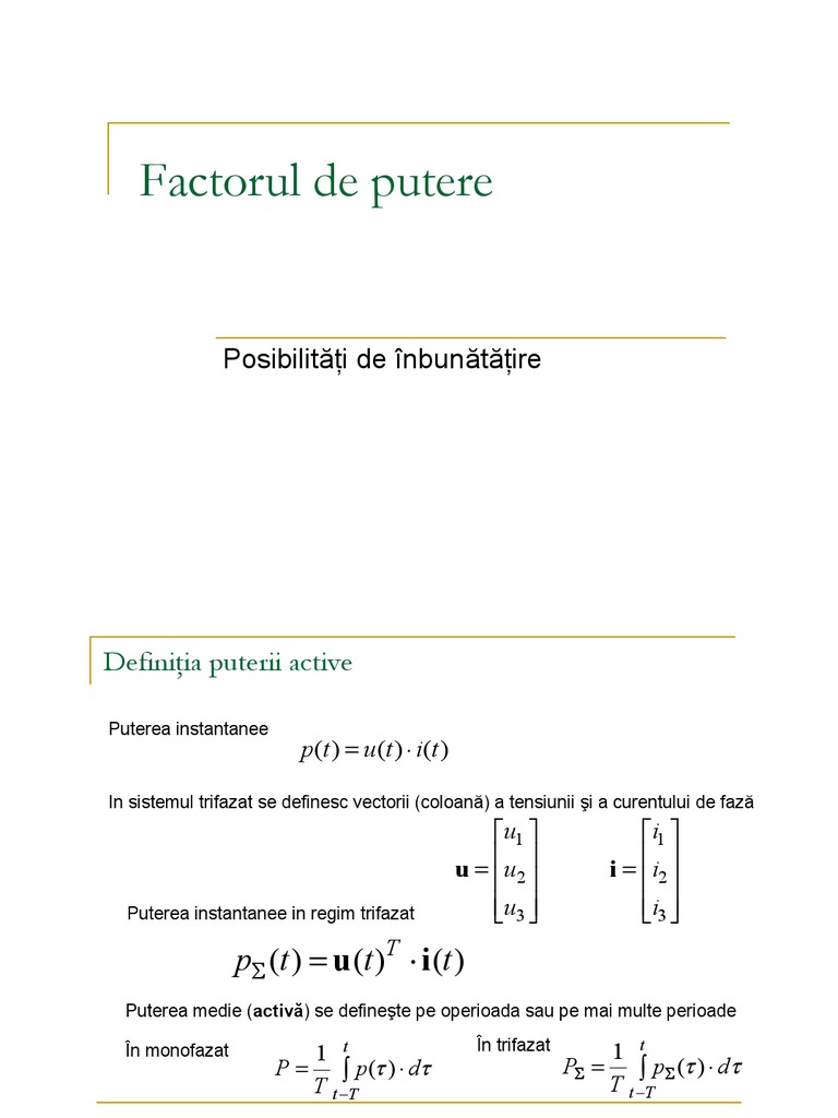 Curs 11 - Factor de Putere | PDF