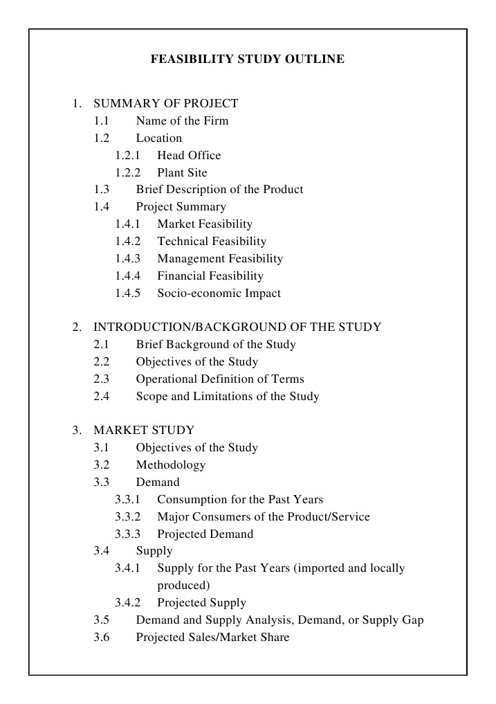 Feasibility Study Outline | PDF | Feasibility Study | Demand