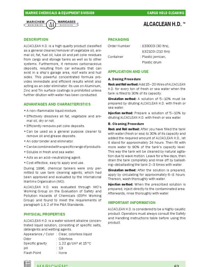 Alcaclean HD 1 | PDF | Water | Seawater