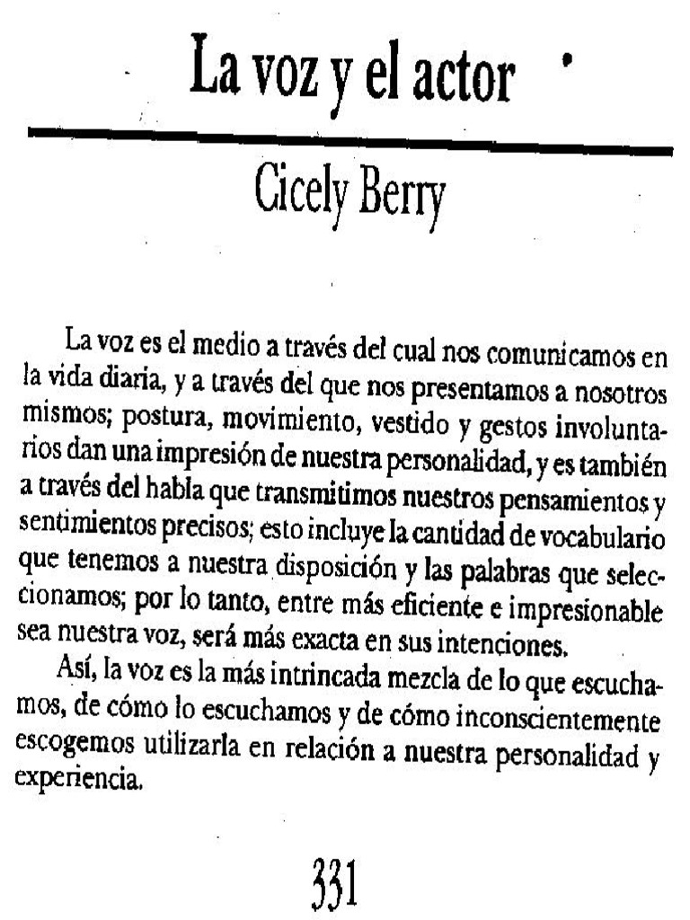 La Voz y El Actor - Cicely Berry | PDF