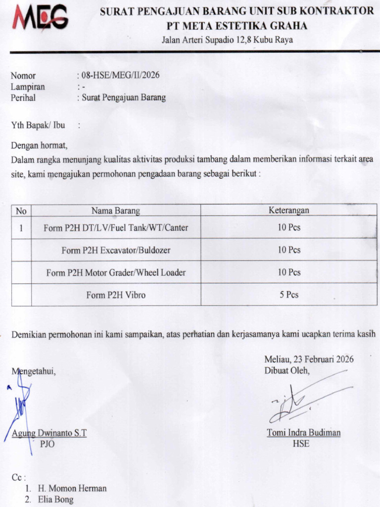 Pengajuan Form P2H | PDF