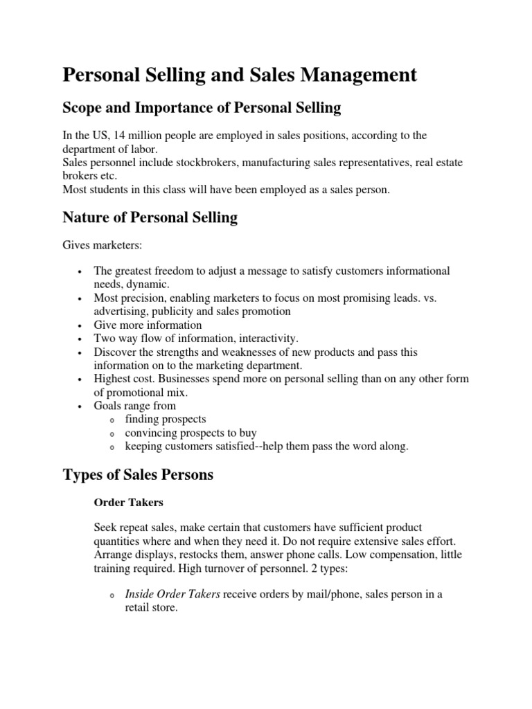 Personal Selling and Sales Management | Download Free PDF | Sales ...
