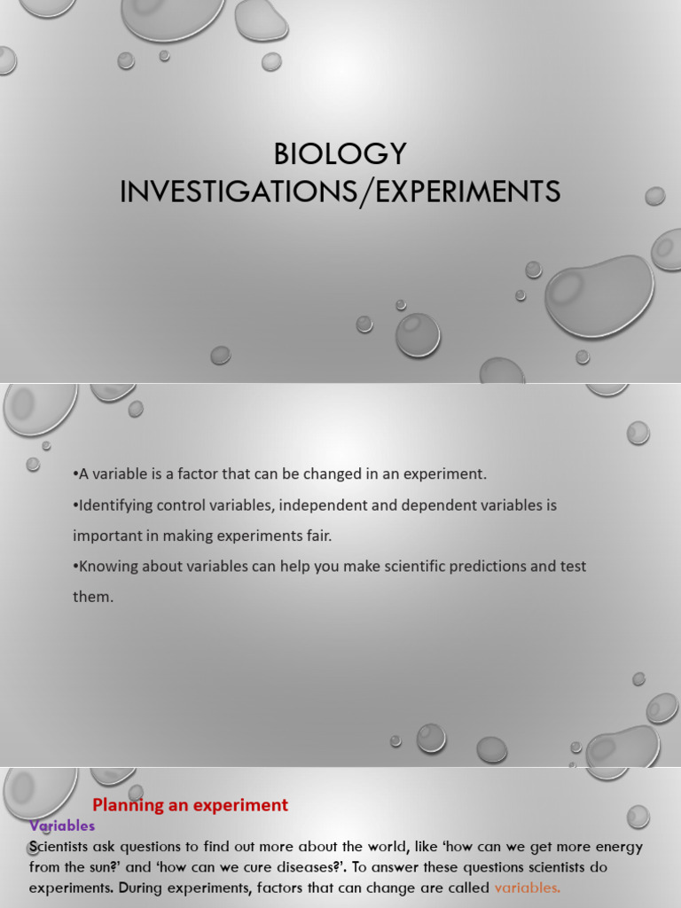 Biology Investigations | PDF | Experiment | Hypothesis