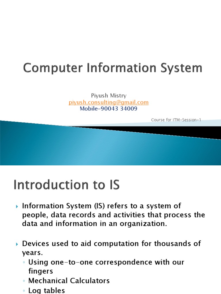 S1 CIS Introduction | PDF | Information System | Decision Support System