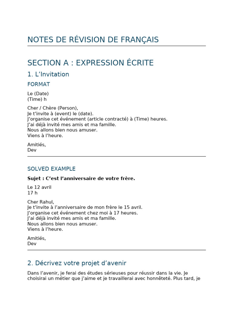 French Revision Notes Formatted | PDF | Charles Perrault | Verbe