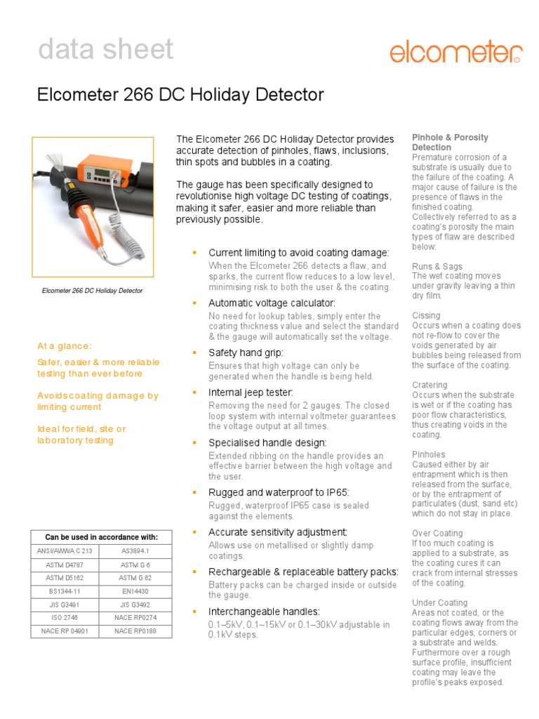 Elcometer 266 | PDF | Battery (Electricity) | High Voltage