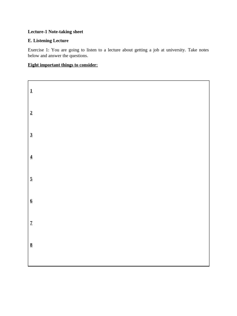 LECTURE-1 Note-Taking Sheet | PDF