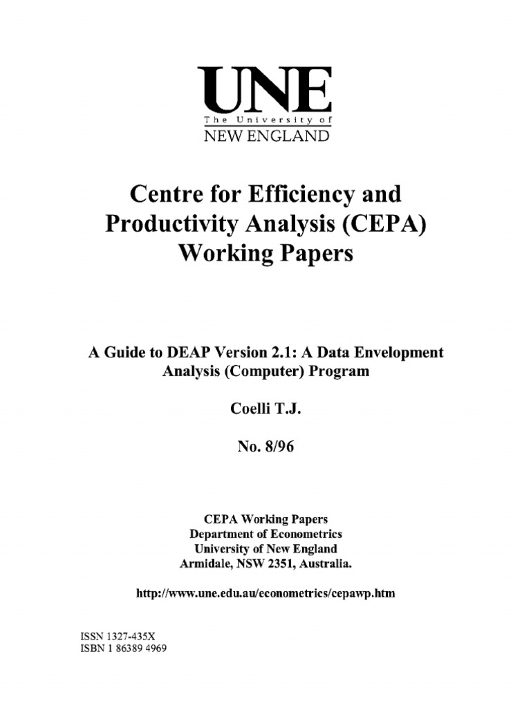 A Guied To DEAP Version 2.1 - A Data Envelopment Analysis Program | PDF ...