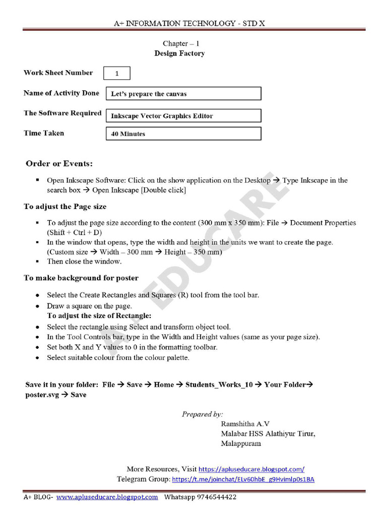 A+ Blog SSLC It Chapter 1 Design Factory Practical Worksheet (Em) | PDF