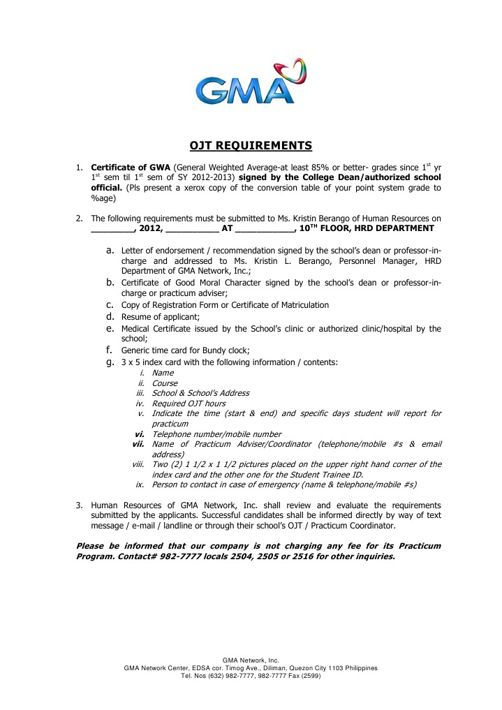 UPDATED OJT List of Requirements 03022012 | PDF