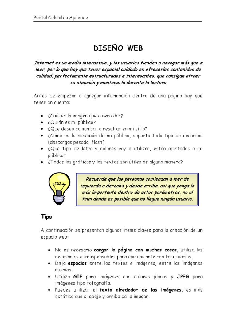 Tips para Diseñar Un Sitio WEB | PDF