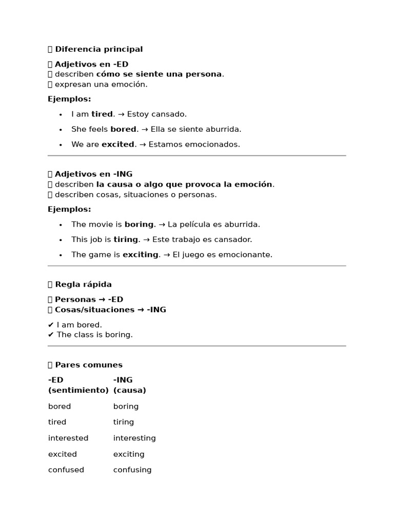Adjetivos Con Ing o Ed | PDF