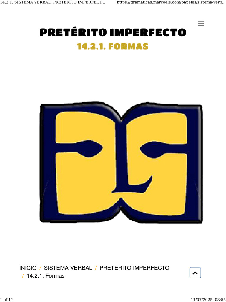14.2.1. Sistema Verbal Pretérito Imperfecto Formas | PDF | Verbo ...
