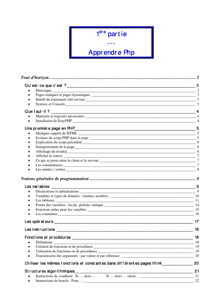 Cours PHP 1ere Partie | PDF