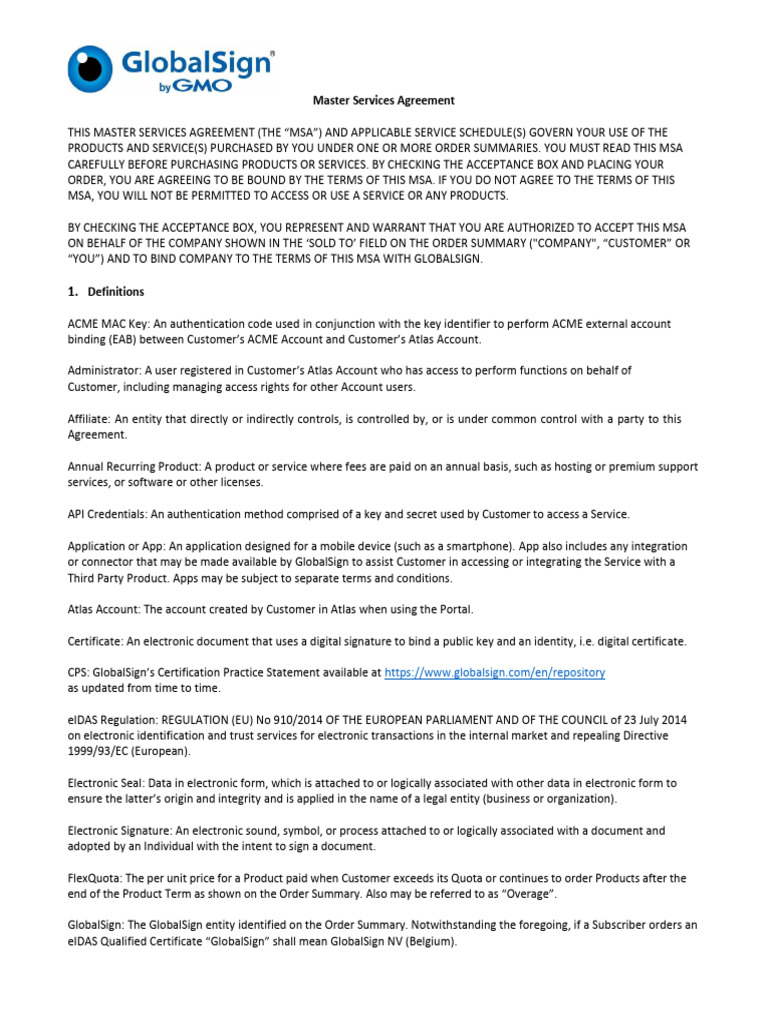 Master Services Agreement | PDF | Indemnity | Identity Document
