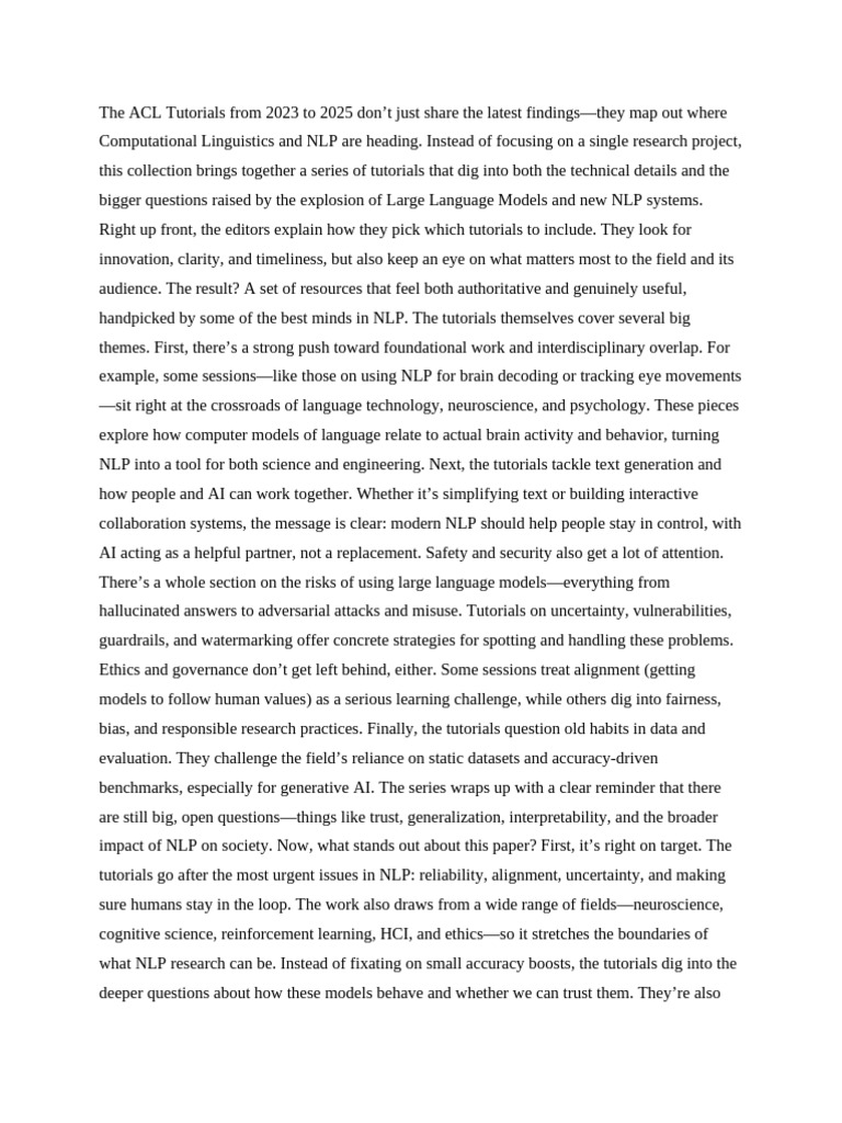 The ACL Tutorials From 2023 To 2025 Don | PDF | Artificial Intelligence ...