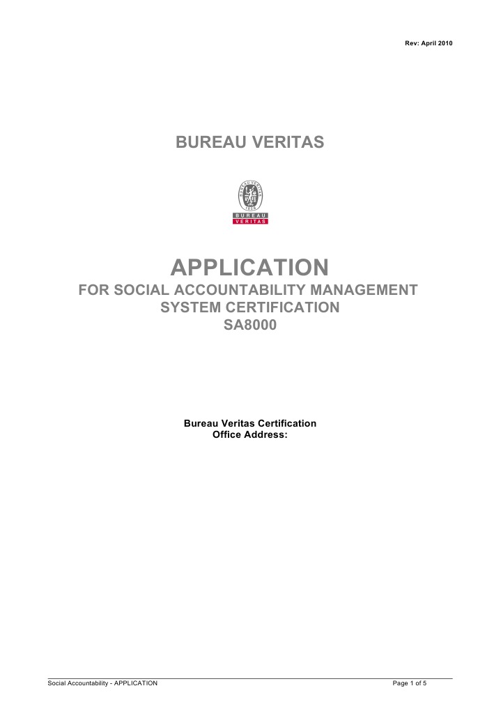SA8000 Certification Application Form | PDF | Temporary Work | Employment