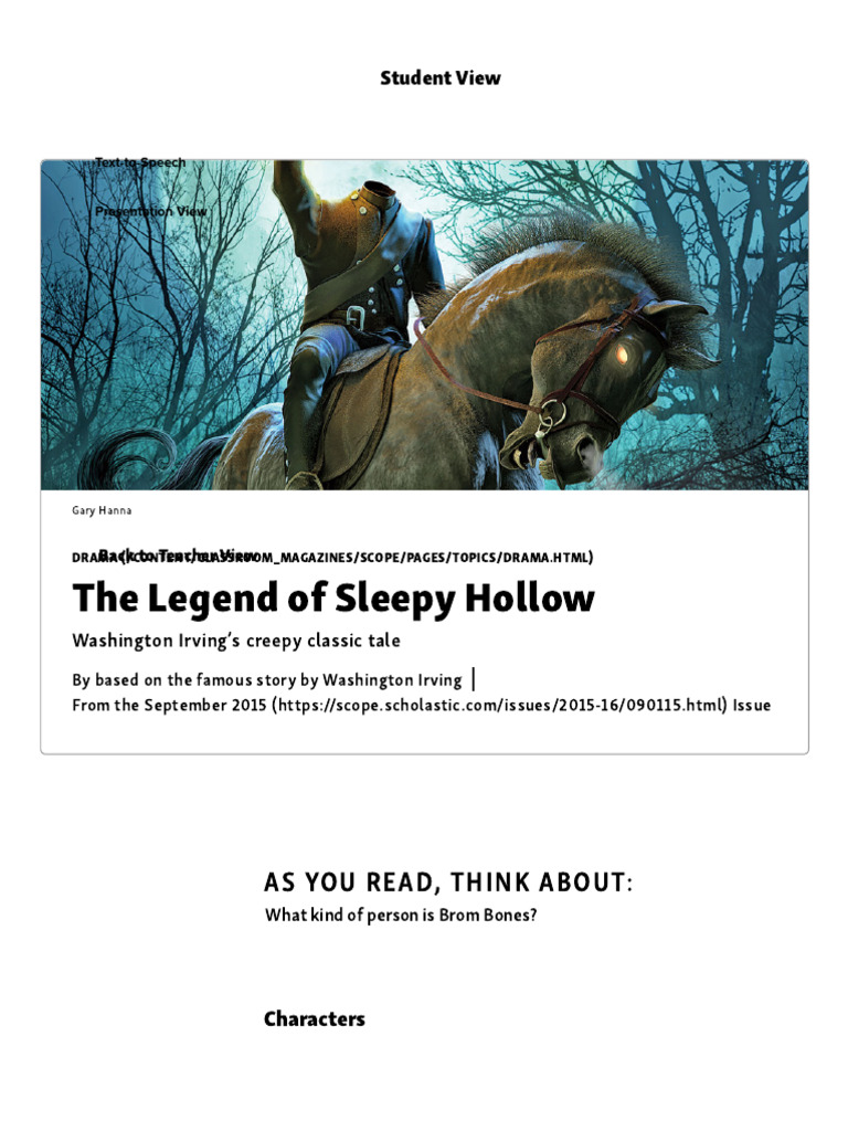 The Legend of Sleepy Hollow | PDF | The Legend Of Sleepy Hollow