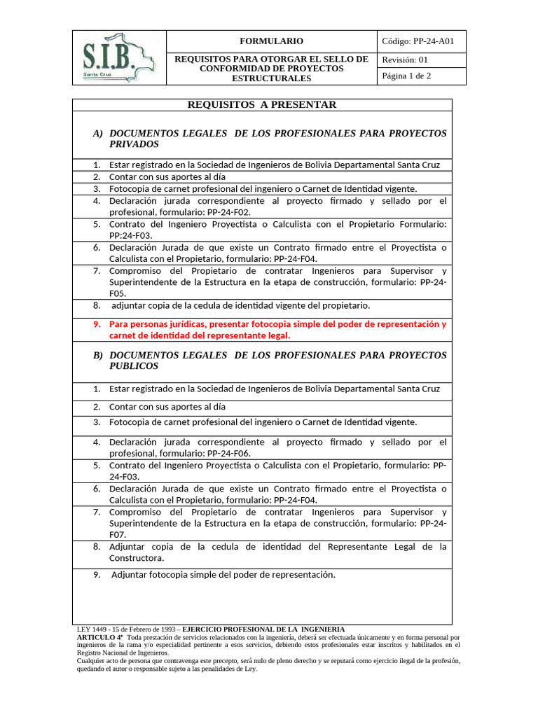 Pp-24-A01 Requisitos Para Otorgar | PDF | Documento de identidad