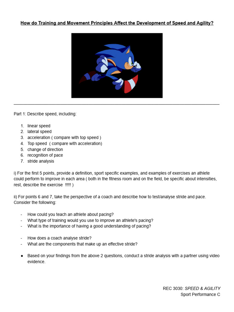 Part 1: Movement Principles and The Development of Speed and Agility | PDF