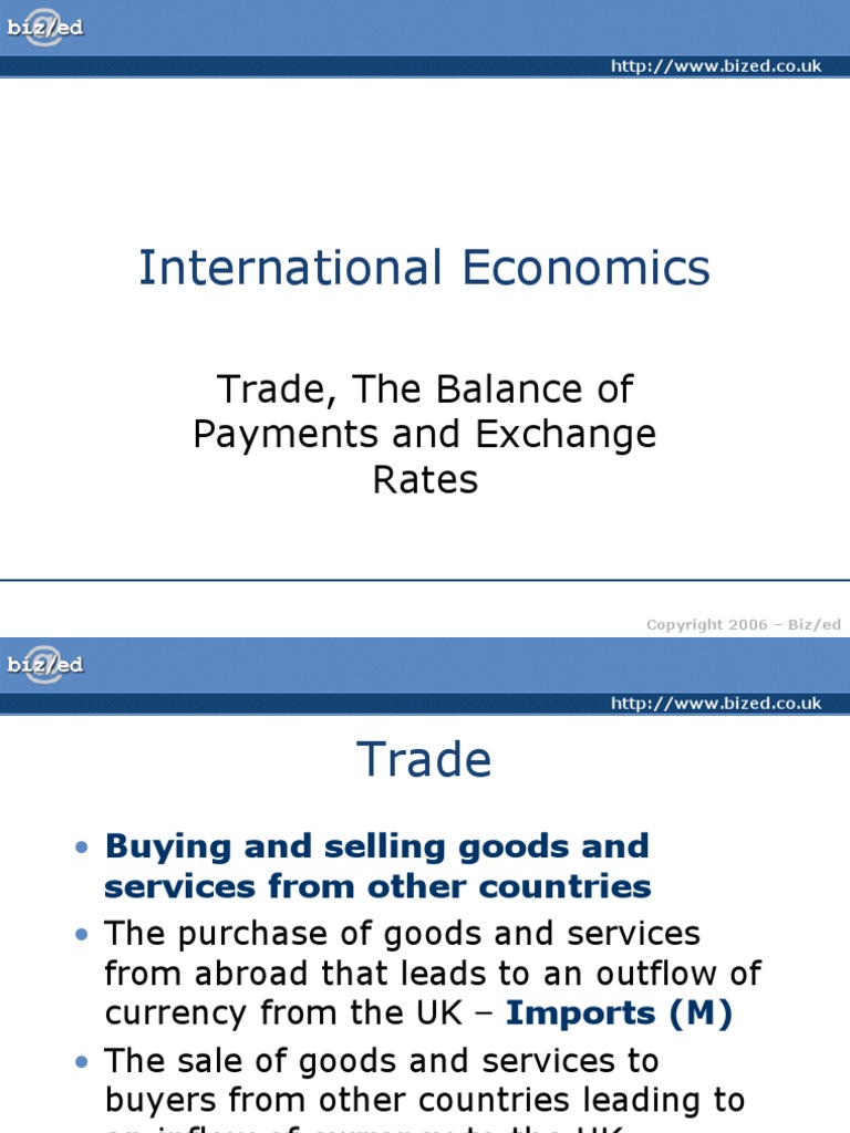 International Economics: Trade, The Balance of Payments and Exchange ...