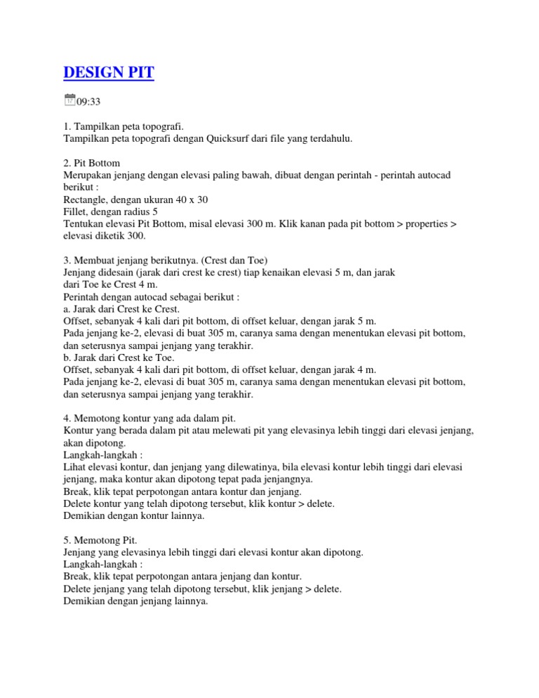 Desain Pit Menggunakan AutoCAD | PDF