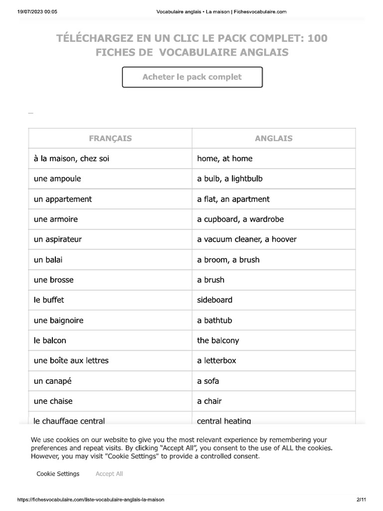 Vocabulaire de La Maison Suite | PDF