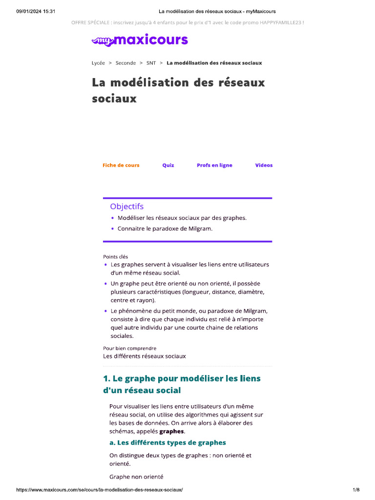 Cours Modélisation Réseaux Sociaux | PDF