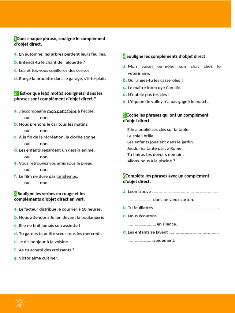 Complement Objet Direct | PDF | Mécanique du langage | Grammaire