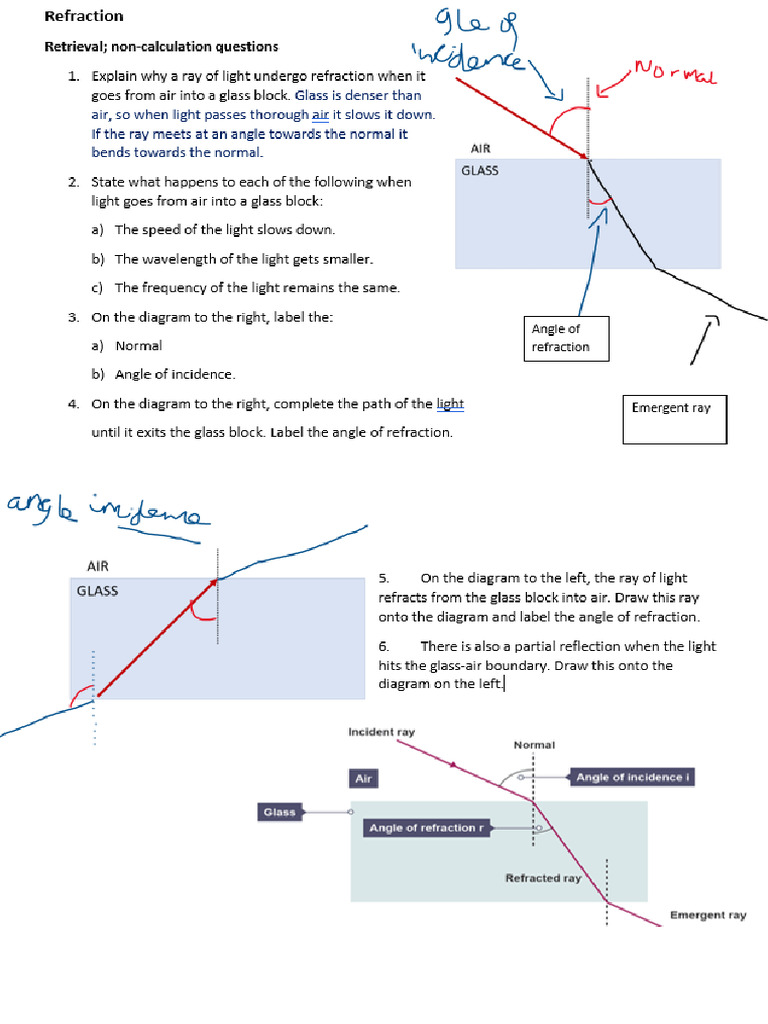 Refraction Revision 3rd Form Glass Block Rays | PDF