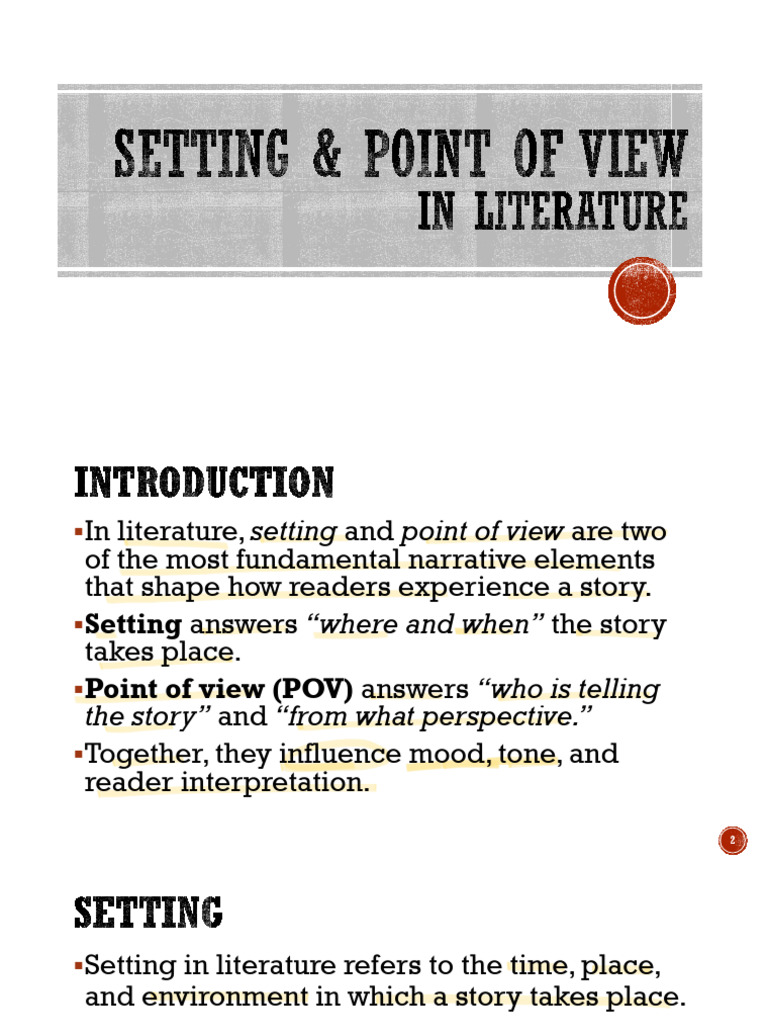 Fiction - Setting & Point of View | PDF | Narration | Literary Theory