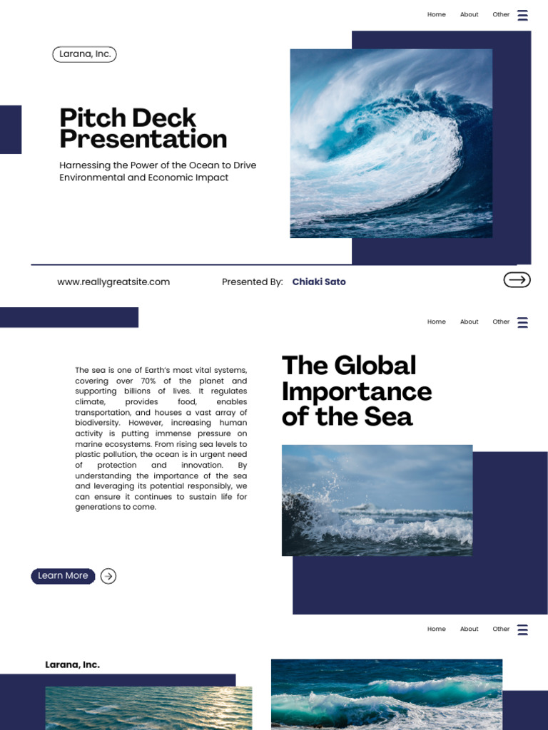 Blue and White Modern Ocean Power Pitch Deck Presentation | PDF ...