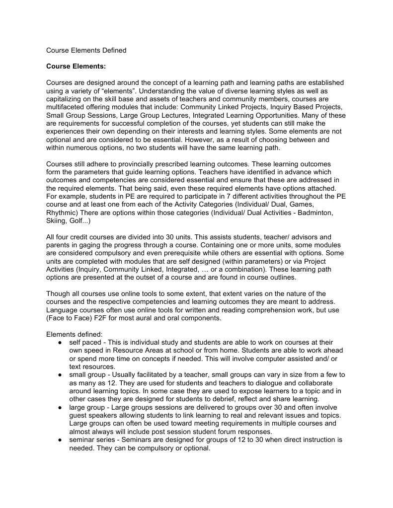 Course Elements With Definitions | PDF | Learning Styles | Learning