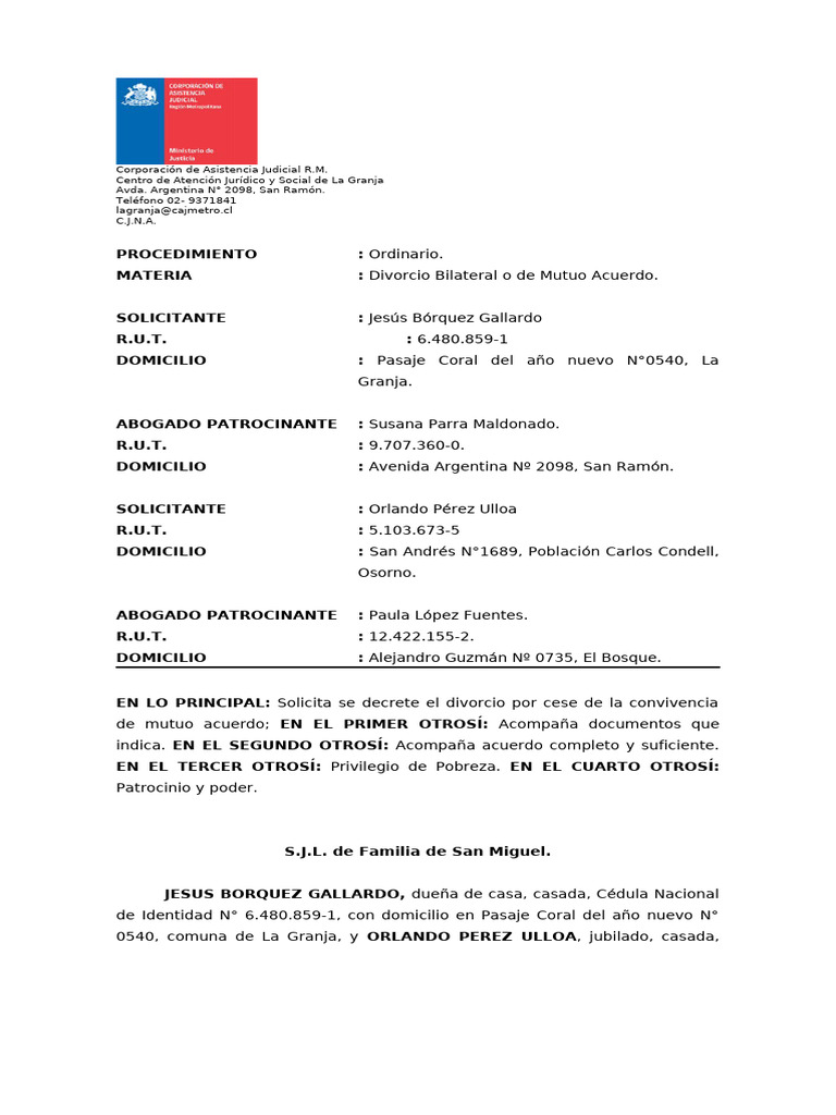 Demanda DMA Borquez Gallardo | PDF | Divorcio | Matrimonio