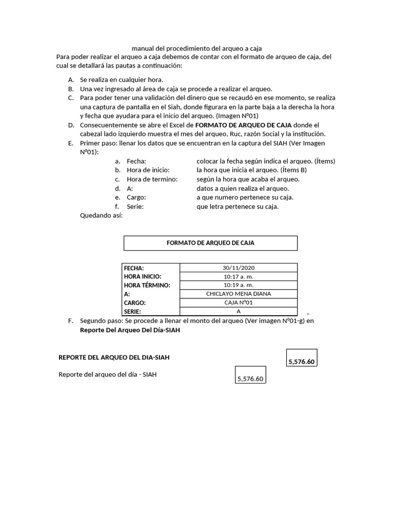 Manual de Procedimiento de Arqueo de Caja | PDF | Moneda | Mercado de ...