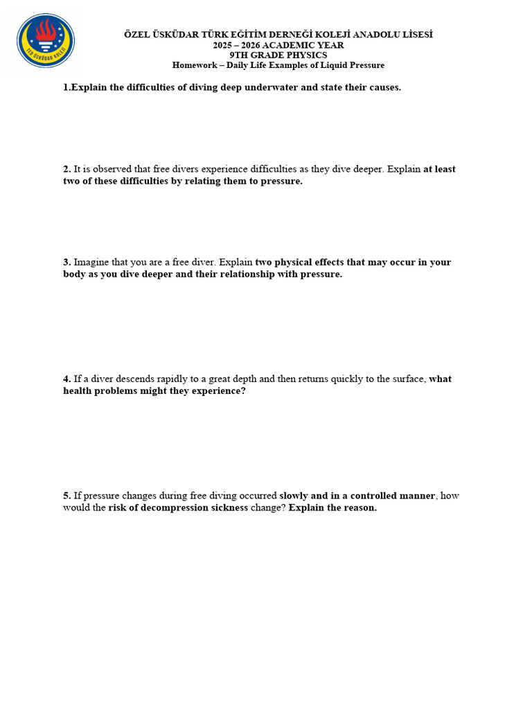 Daily Life Examples of Liquid Pressure | PDF