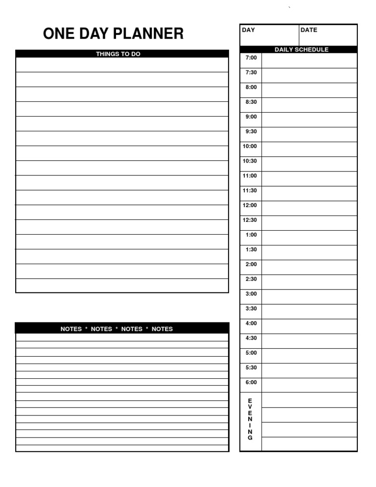 One Day Planner | PDF