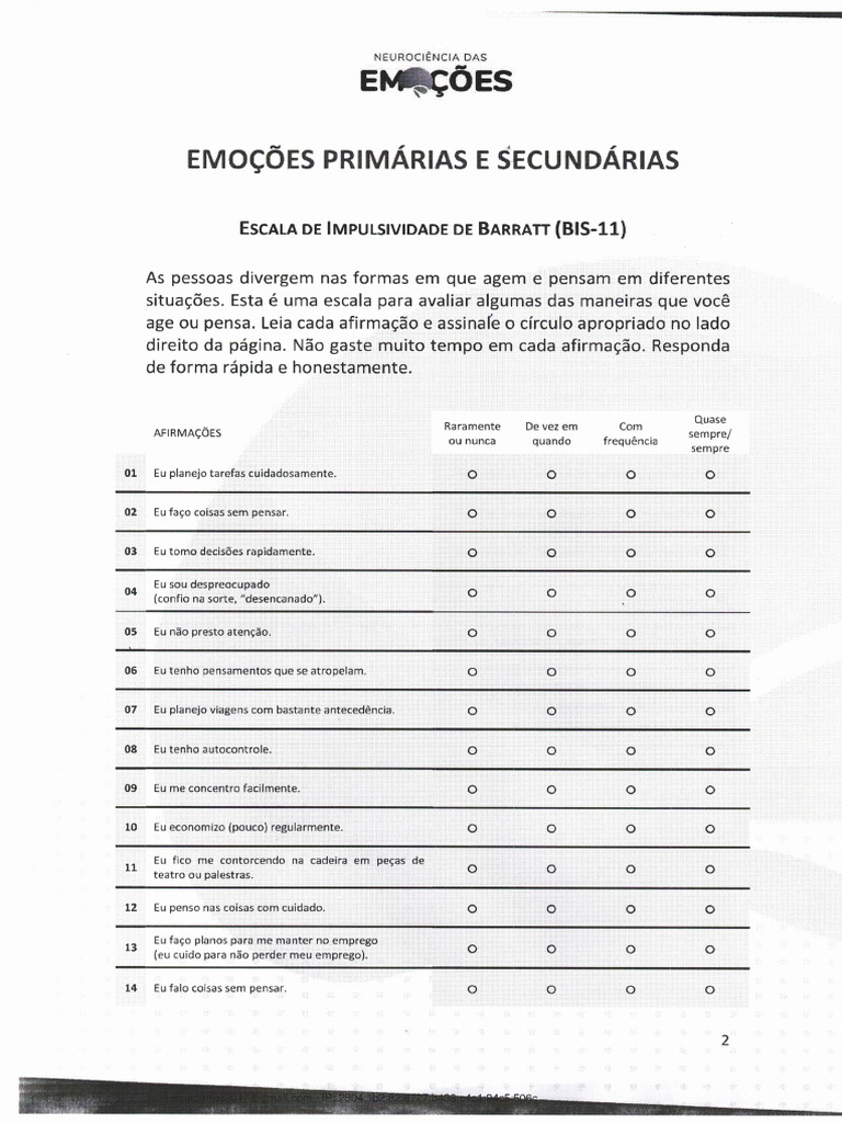 Escala de Impulsividade de Barrat | PDF