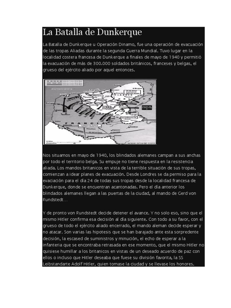 Batalla de Dunkerque | PDF | Batallas | Batallas y operaciones de la ...