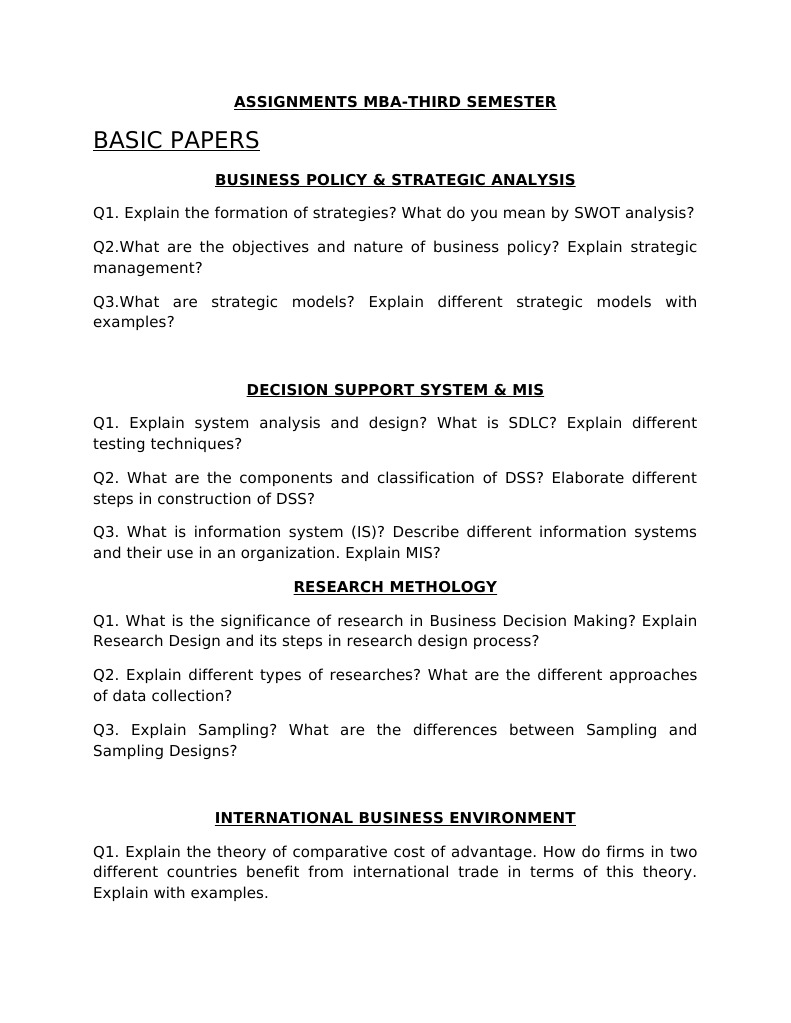 MBA Mdu 3rd Sem Assignment | PDF | Strategic Management | Feasibility Study