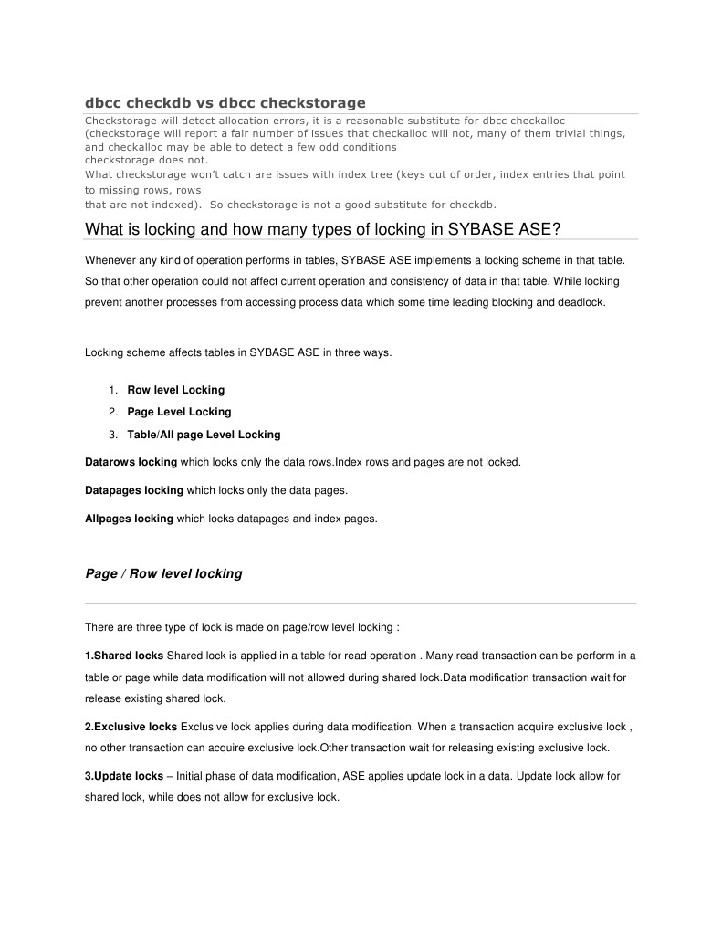 Useful Notes Sybase | PDF | Database Index | Database Transaction
