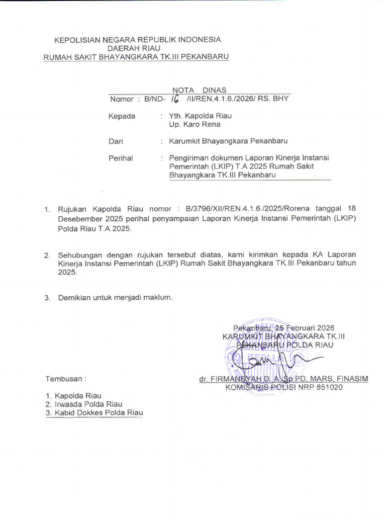 Surat Pengantar LKIP 2025 | PDF