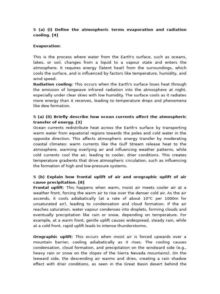 Examples For Full Marks Past Paper AS Geography | PDF | Climate Change ...