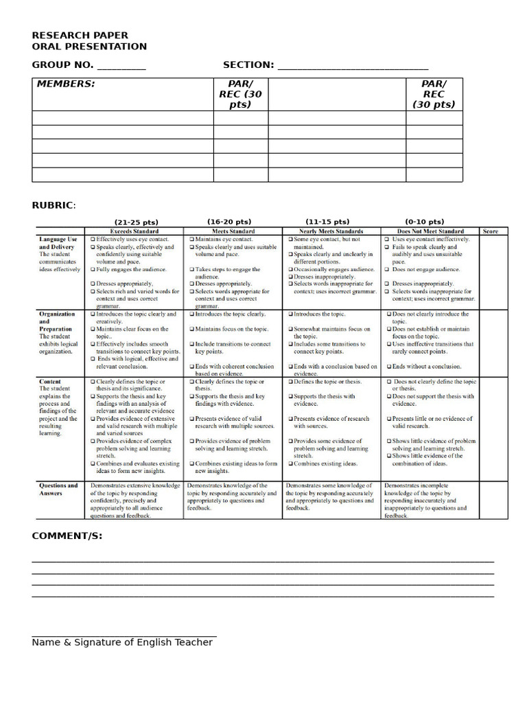 Research Paper Rubric | PDF