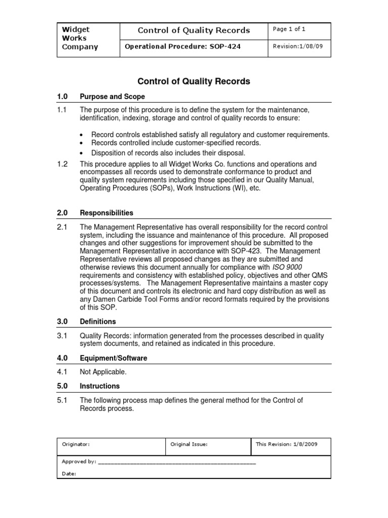 Control of Records Procedures | Calibration | Quality (Business)