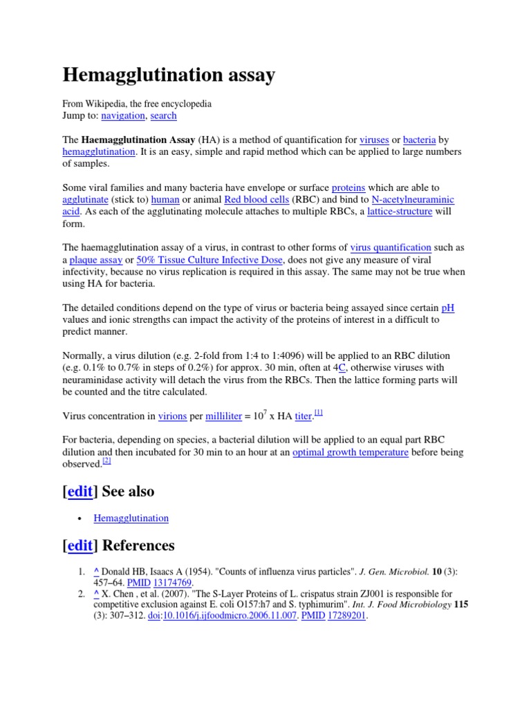 Hemagglutination Assay | PDF | Life Sciences | Body Fluids
