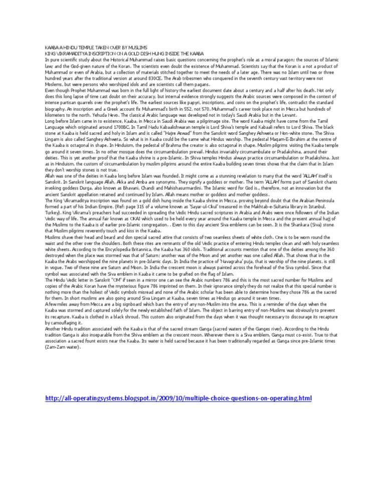 Kaaba: Historical Hindu Temple Insights | PDF | Muhammad | Allah