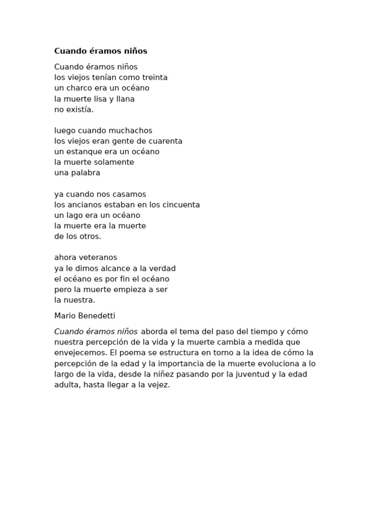 Cuando Éramos Niños_POEMA | PDF